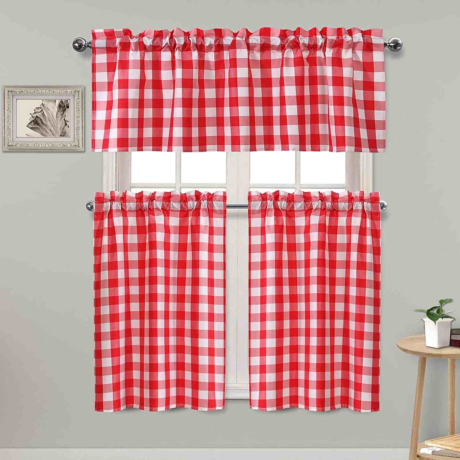 Red And White Kitchen Curtains
